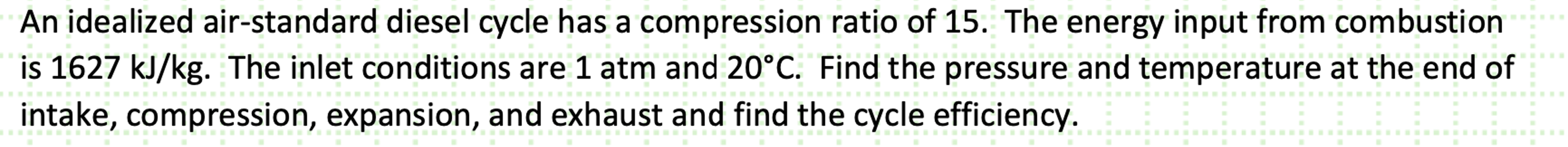 Solved An idealized air-standard diesel cycle has a | Chegg.com