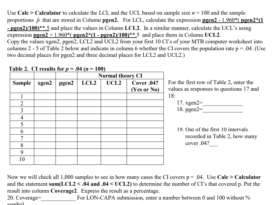 Label Columns c21-c25 as xgen2, pgen2, LCL2, UCL2 and | Chegg.com