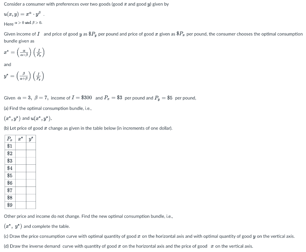 [Solved]: Consider a consumer with preferences over two go