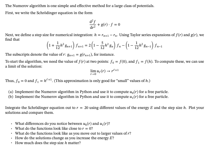 The Numerov algorithm is one simple and effective | Chegg.com