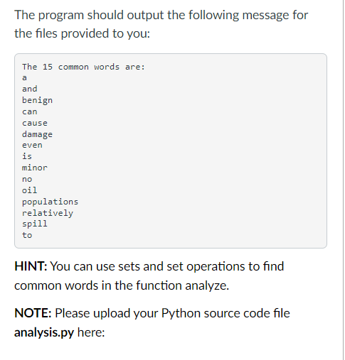 Solved Functions. Create a file analysis.py that has three | Chegg.com
