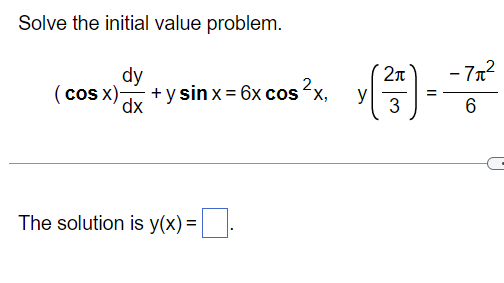 Solved Solve the initial value problem. | Chegg.com