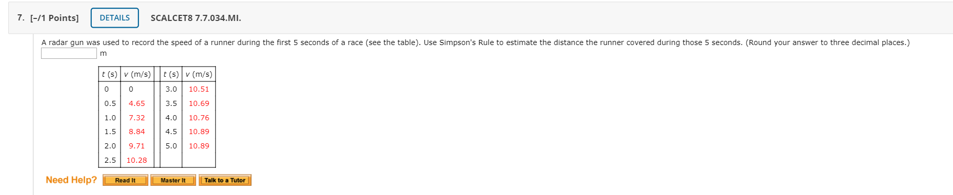 Solved 7. [-/1 Points] DETAILS SCALCET8 7.7.034.MI. A radar | Chegg.com