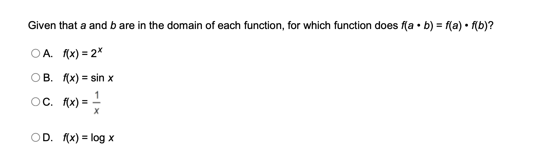Solved Given that a and b are in the domain of each | Chegg.com