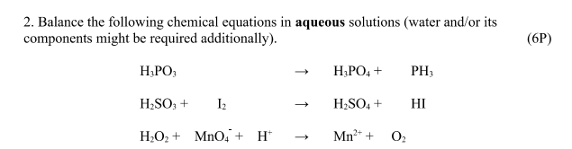 Solved 2. Balance the following chemical equations in | Chegg.com