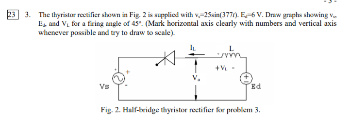 Solved 23 3. The thyristor rectifier shown in Fig. 2 is | Chegg.com