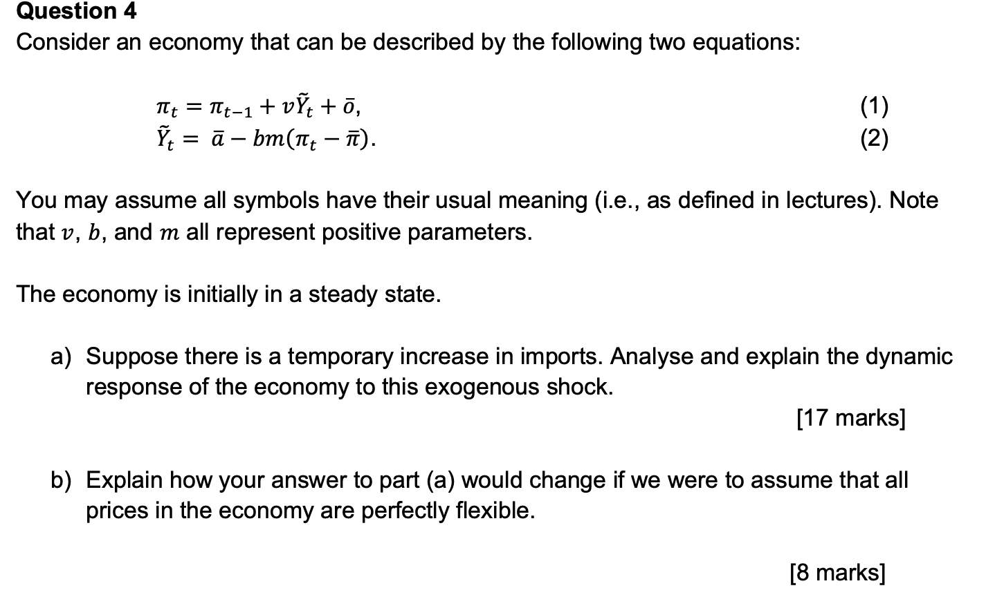 Solved Consider an economy that can be described by the | Chegg.com