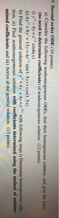 Solved 9 Second Order Ode 10 Points A Consider The