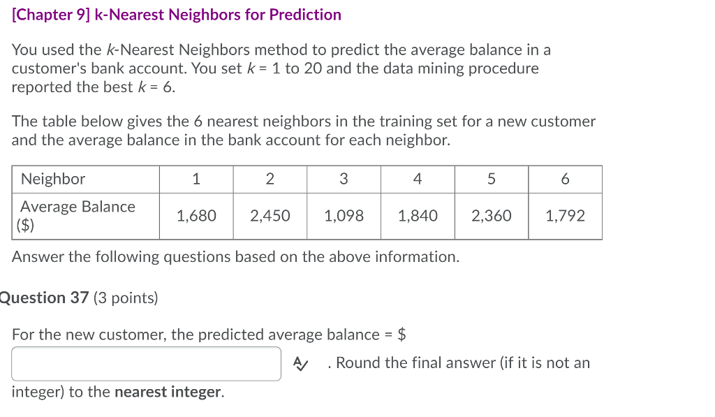 Solved [Chapter 9] k-Nearest Neighbors for Prediction You | Chegg.com