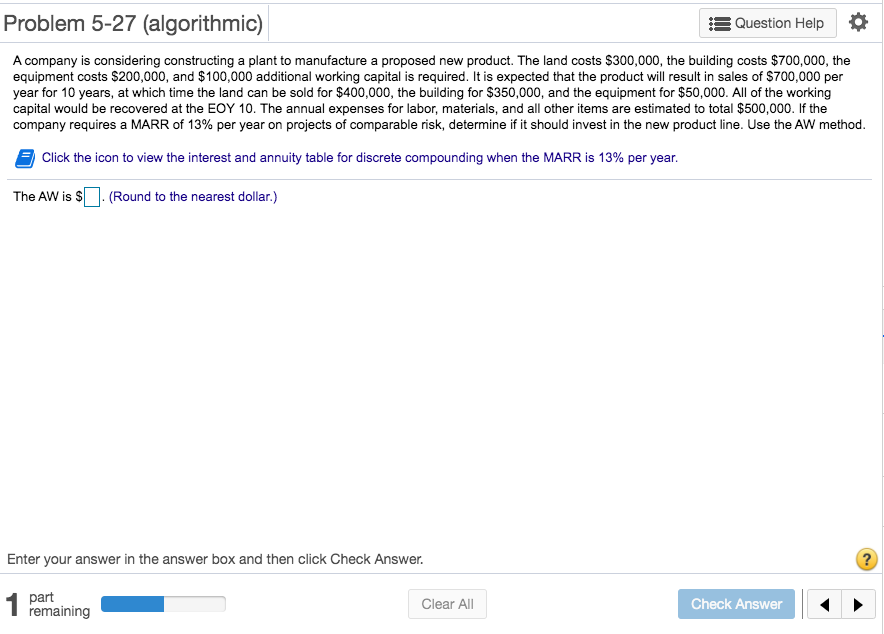 Solved Problem 5-27 (algorithmic) Question Help A company is | Chegg.com Solved Problem 5-27 (algorithmic) Question Help A company is | Chegg.com