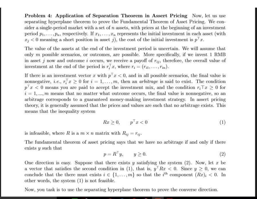 Problem 4: Application of Separation Theorem in | Chegg.com