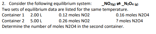 Solved 2. Consider the following equilibrium system: NO2( | Chegg.com