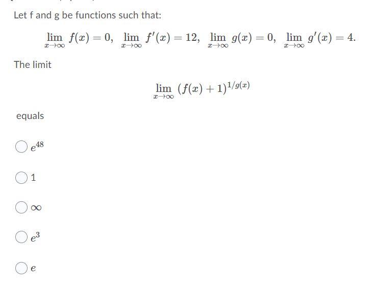 Solved Let f and g be functions such that: lim f(x) = 0, lim | Chegg.com
