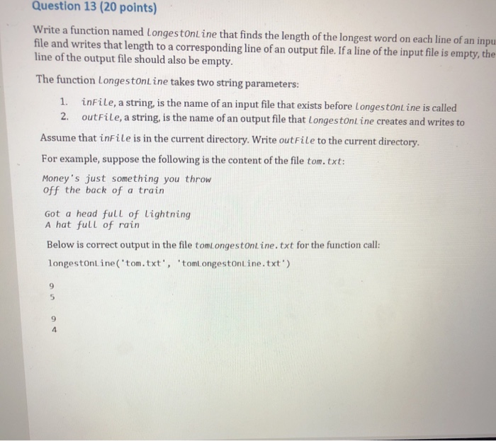 Solved Question 11A (6 points) Write a function named | Chegg.com