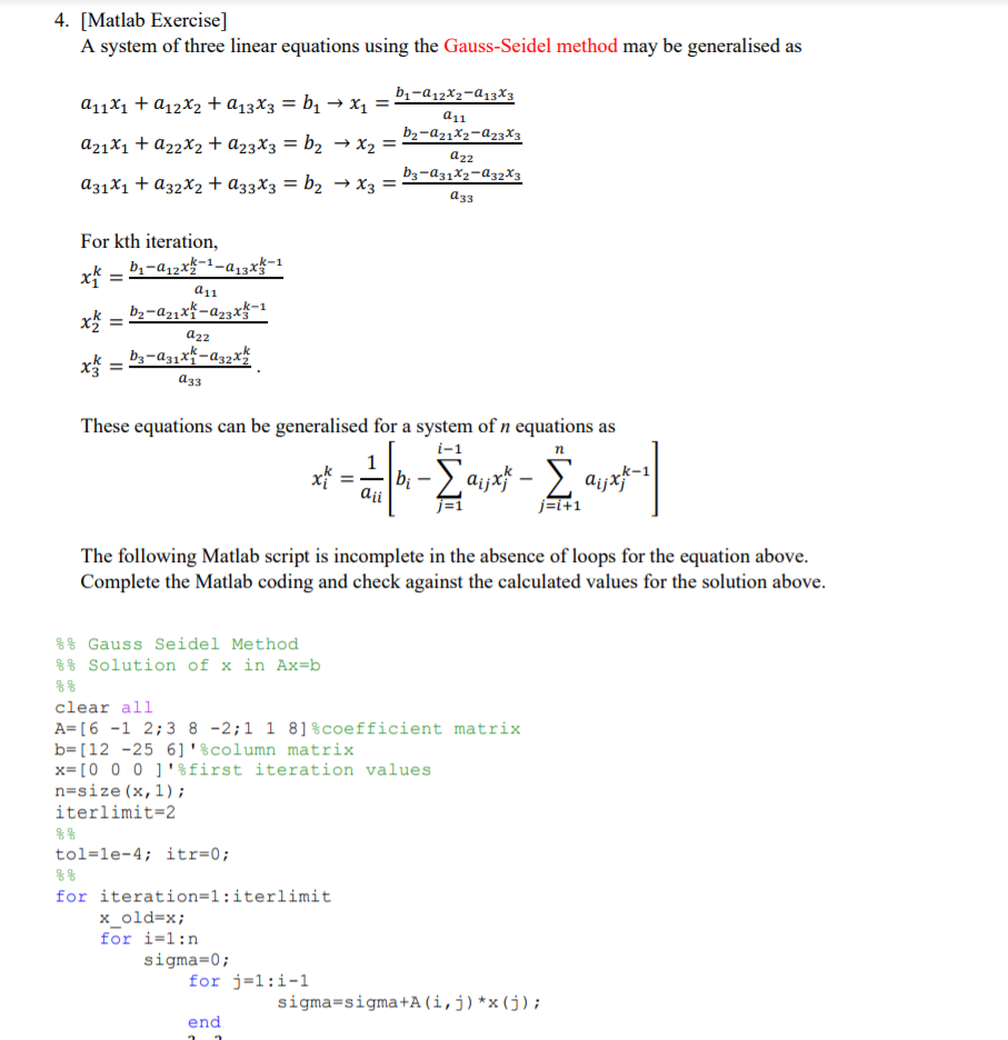 Solved 4. [Matlab Exercise] A system of three linear | Chegg.com