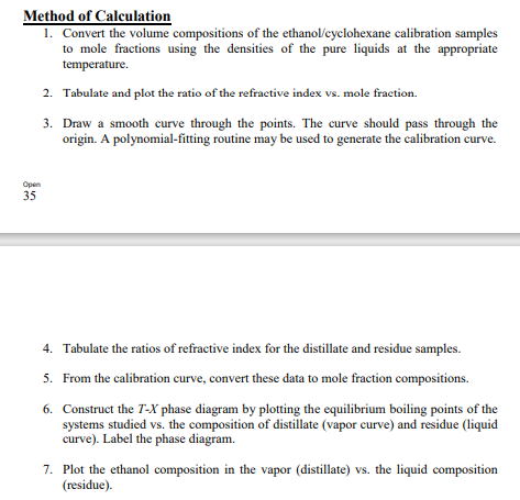 1. Calibration: Temperature: 7C Density of ethanol: | Chegg.com