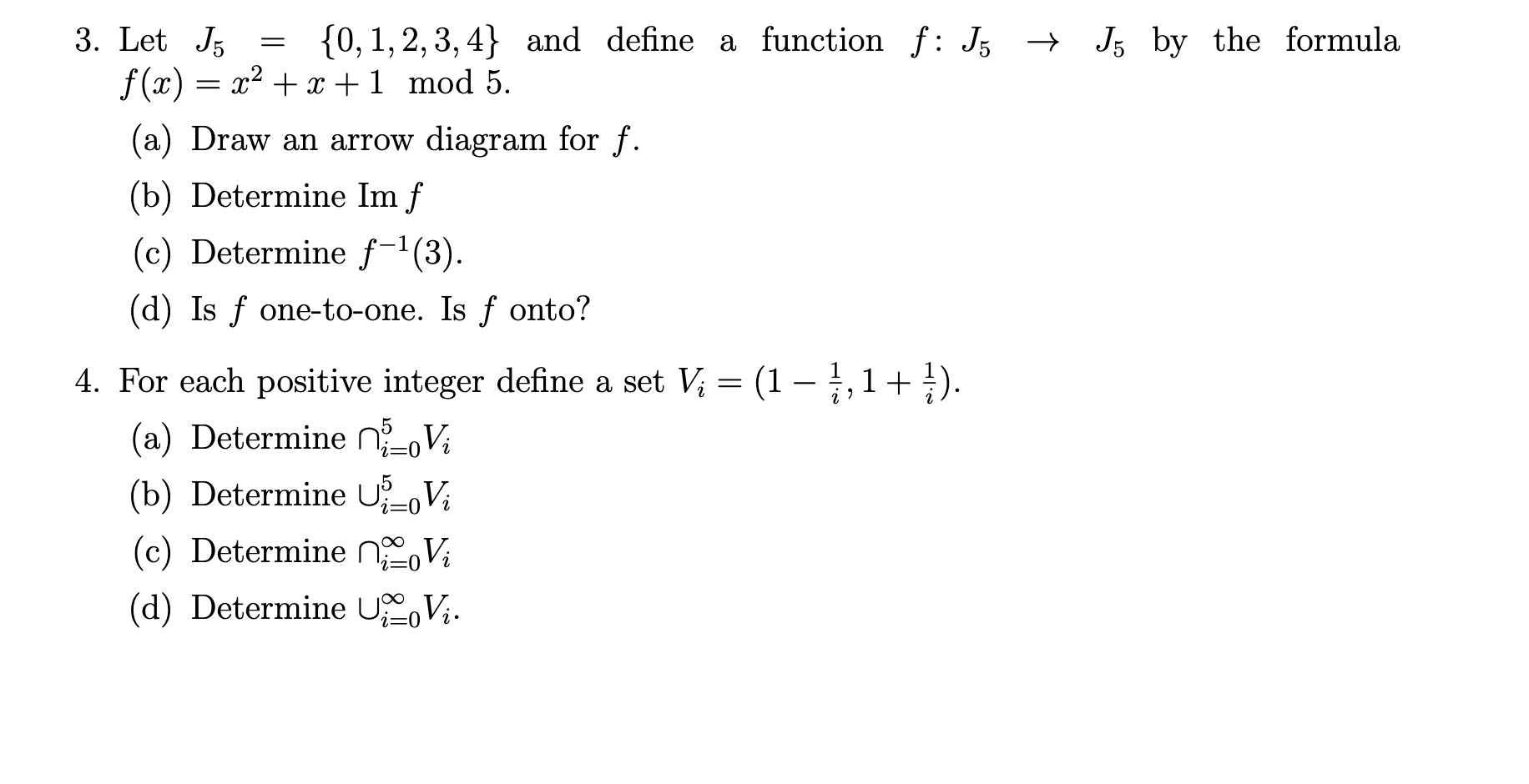 Solved 3. Let J5={0,1,2,3,4} and define a function f:J5→J5 | Chegg.com