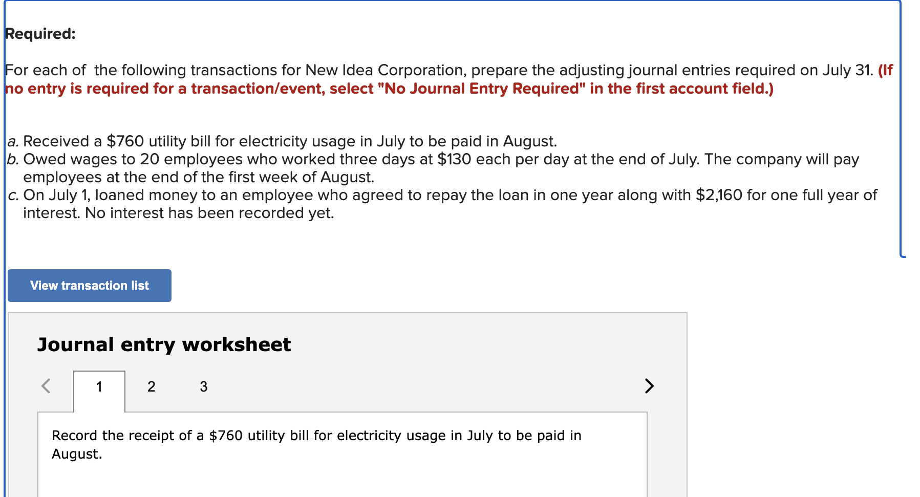 Solved For each of the following transactions for New Idea | Chegg.com