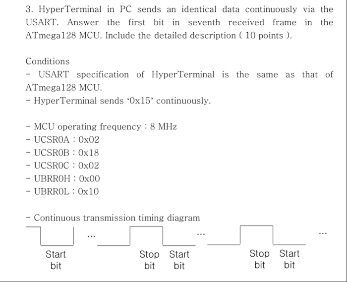 3. HyperTerminal in PC sends an identical data | Chegg.com