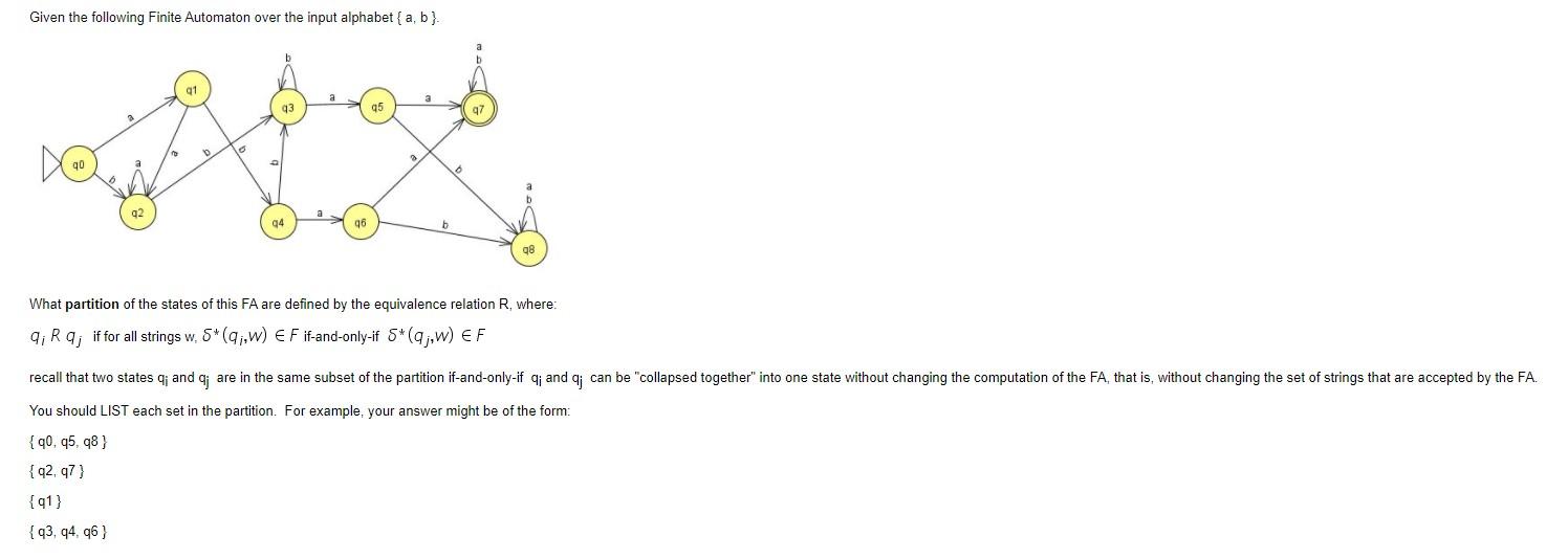 Solved Given the following Finite Automaton over the input | Chegg.com