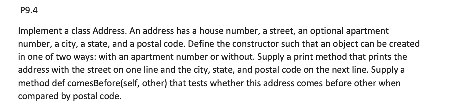 Solved Implement A Class Address An Address Has A House 