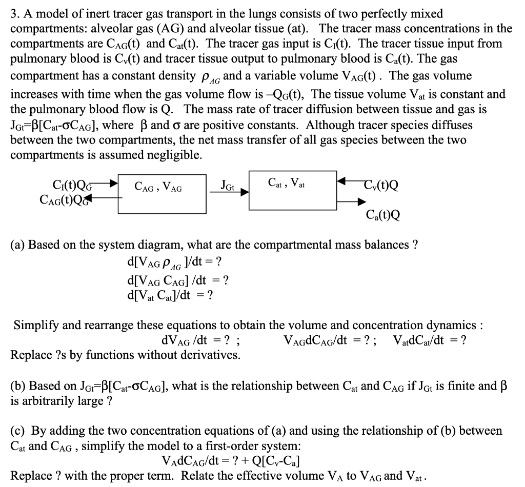 3. A model of inert tracer gas transport in the lungs | Chegg.com