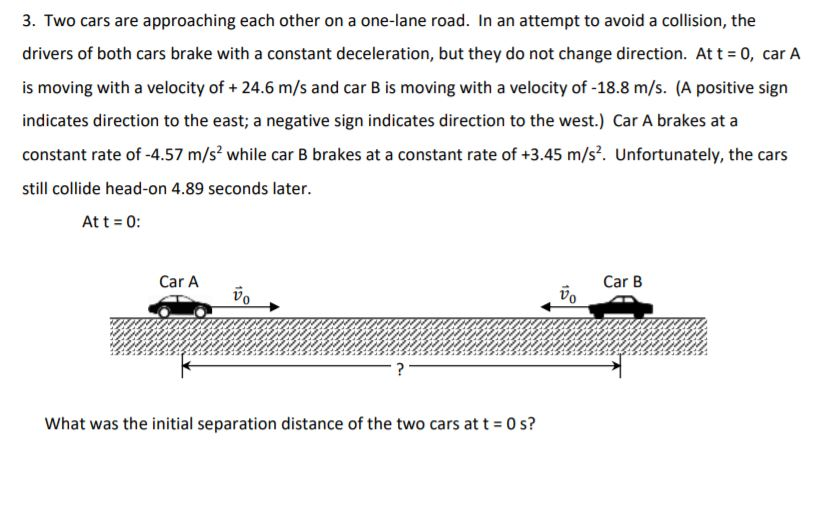 Solved 3. Two cars are approaching each other on a one-lane | Chegg.com