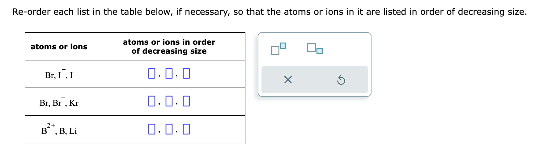 Solved Re-order each list in the table below, if necessary, | Chegg.com