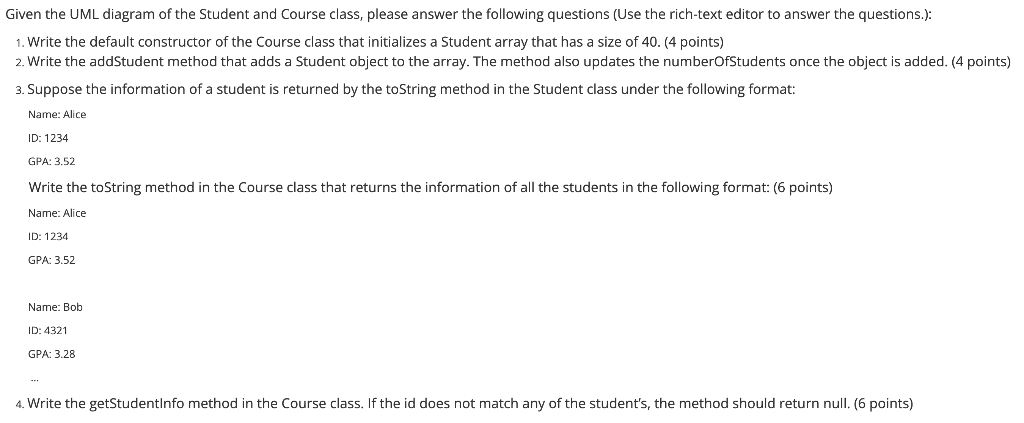 Solved Student - name: String - id: String - gpa: double + | Chegg.com Solved Student - name: String - id: String - gpa: double + | Chegg.com
