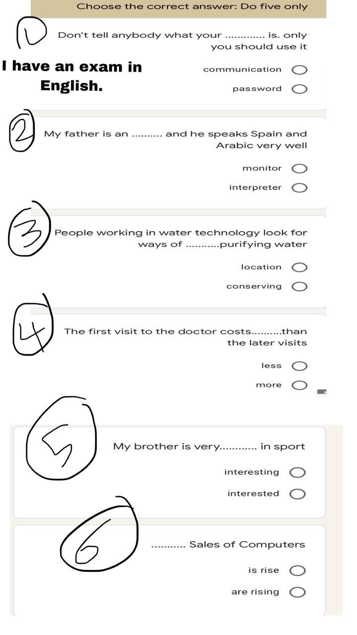 Solved Choose the correct answer: Do five only Don't tell | Chegg.com