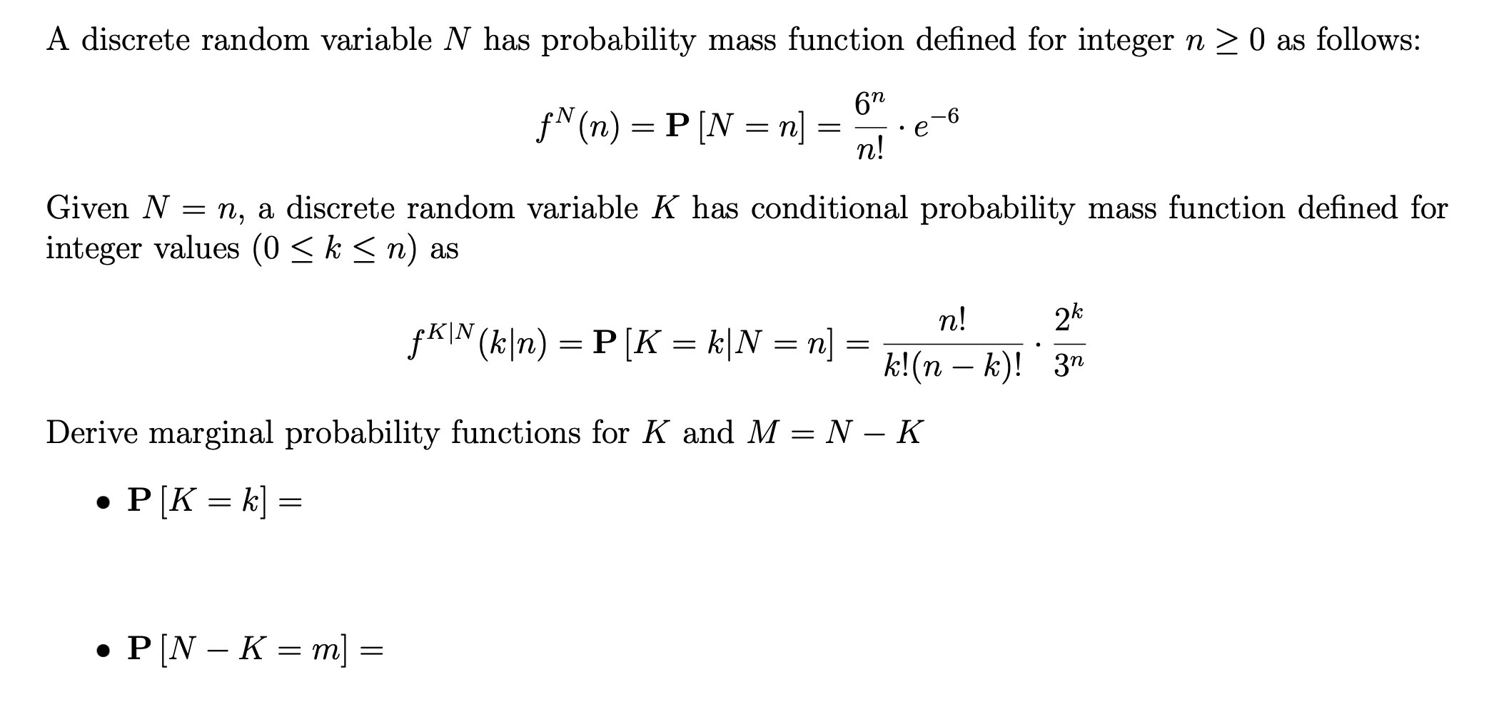 Solved A discrete random variable N has probability mass | Chegg.com
