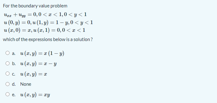 Solved For the boundary value problem Uzr + Uyy = 0,0