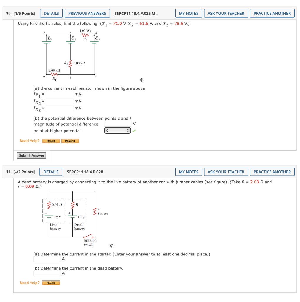 Solved Using Kirchhoff's rules, find the following. (ℰ1 = | Chegg.com