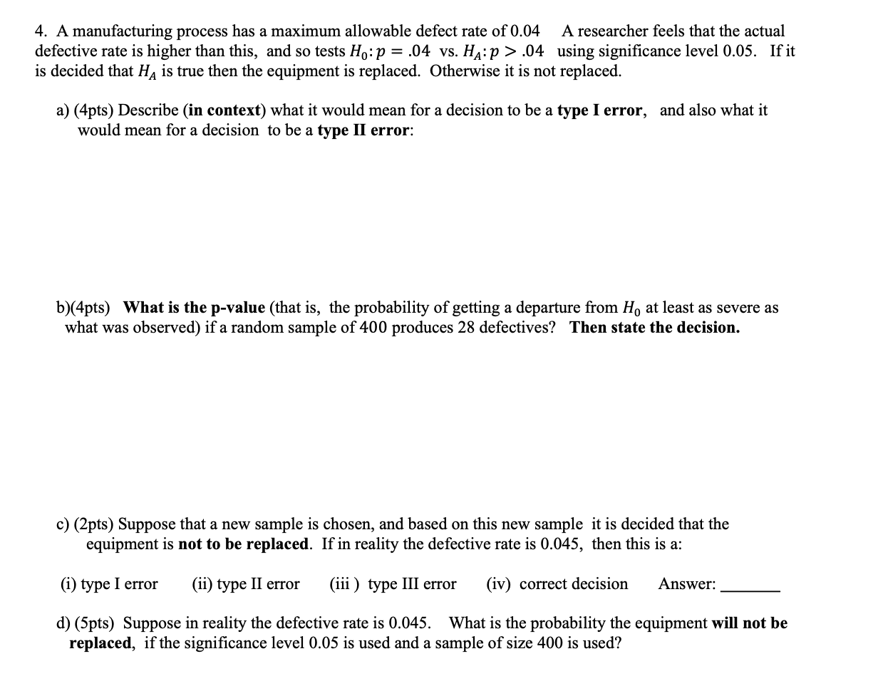 Solved 4. A manufacturing process has a maximum allowable | Chegg.com