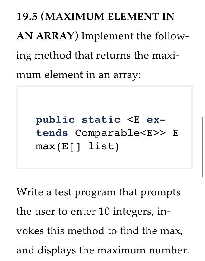 Solved 19.5 (MAXIMUM ELEMENT IN AN ARRAY) Implement the | Chegg.com