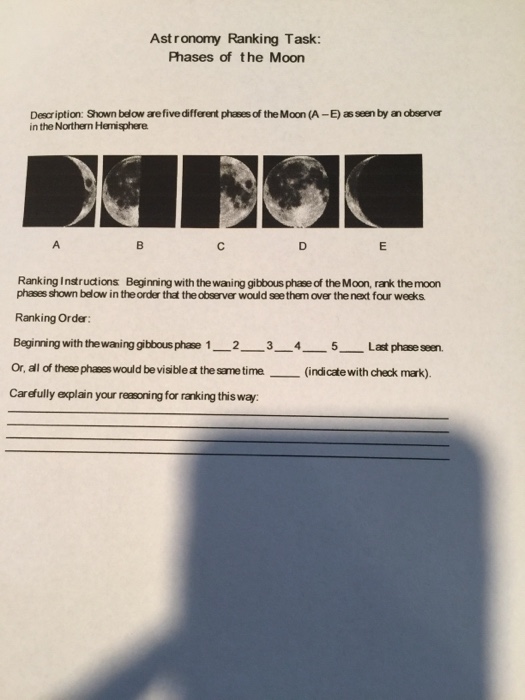 Solved Ast ronomy Ranking Task: Phases of the Moon | Chegg.com