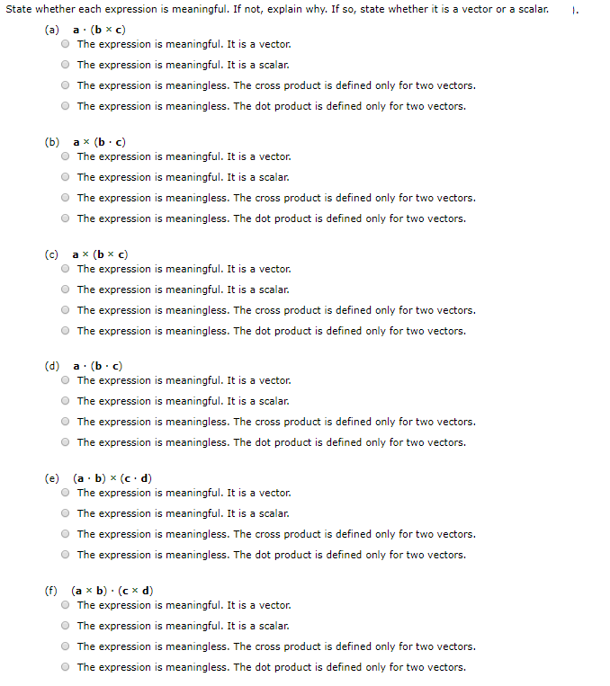 Solved . State whether each expression is meaningful. If | Chegg.com Solved . State whether each expression is meaningful. If | Chegg.com