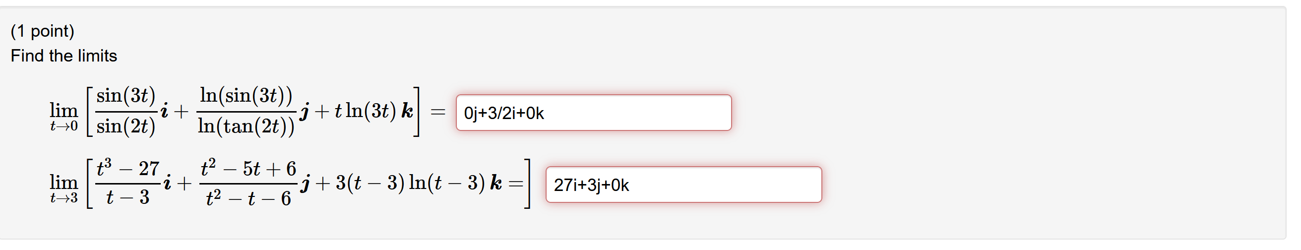 Solved (1 point) Find the limits | Chegg.com