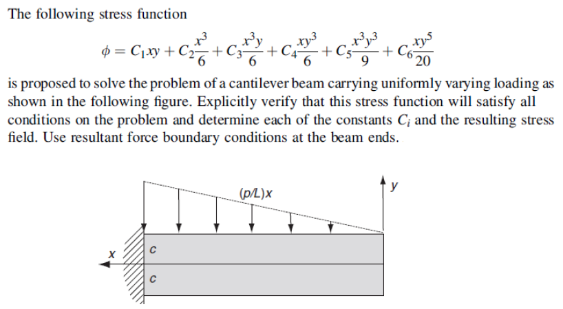 Solved The following stress function | Chegg.com