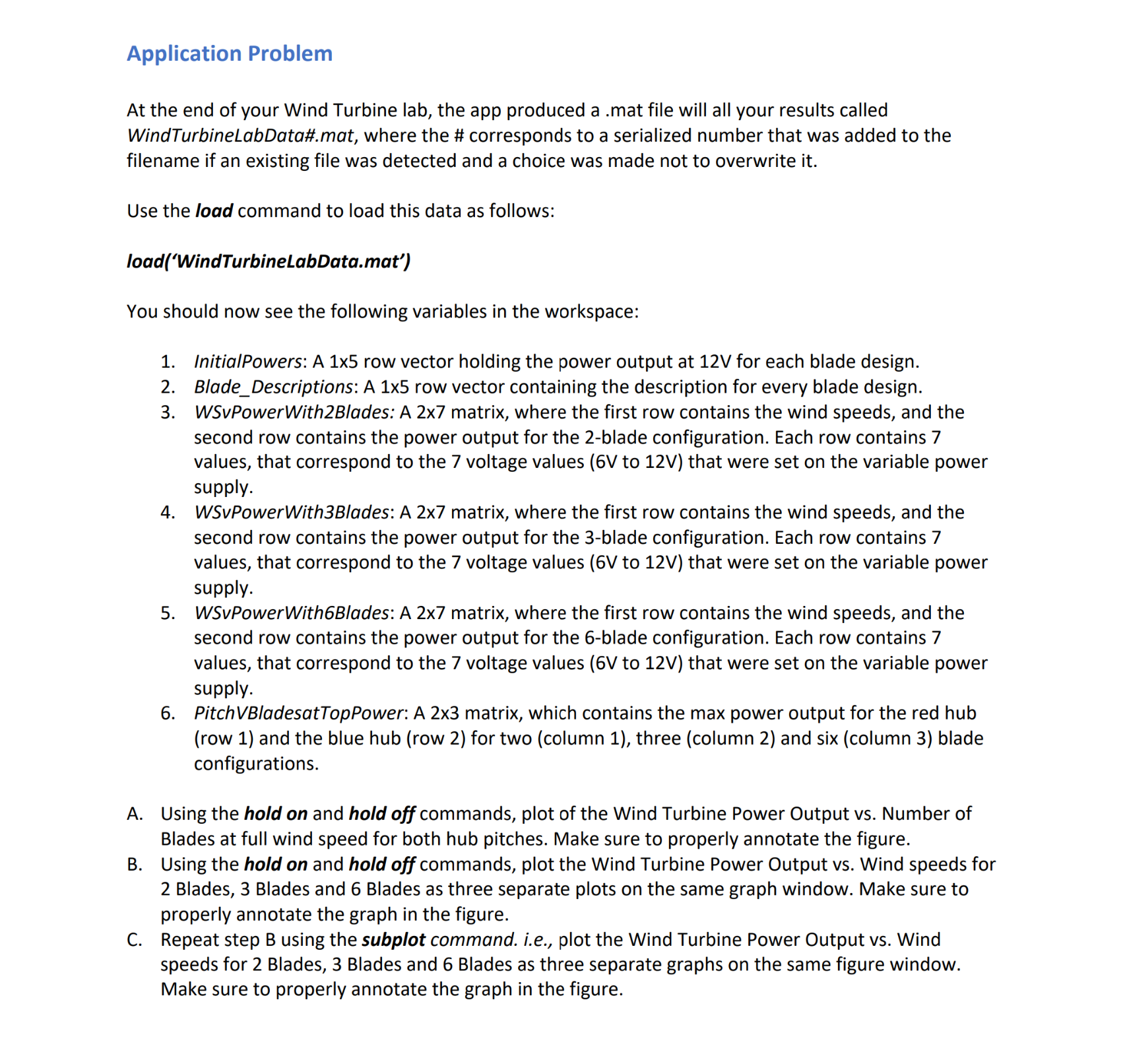 At the end of your Wind Turbine lab, the app produced | Chegg.com