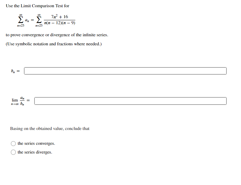 Solved Use the Limit Comparison Test for | Chegg.com