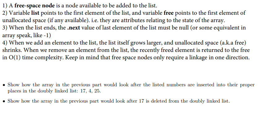 Solved An array of nodes is used to contain a doubly linked | Chegg.com