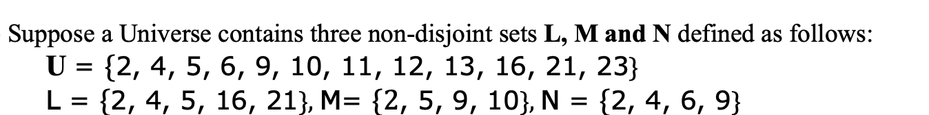 Solved Suppose a Universe contains three non-disjoint sets | Chegg.com