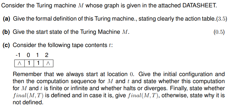 Solved Consider the Turing machine M whose graph is given in | Chegg.com