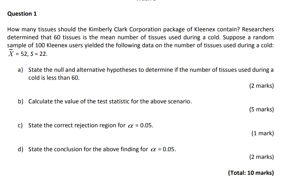 Solved How many tissues should the Kimberly Clark | Chegg.com