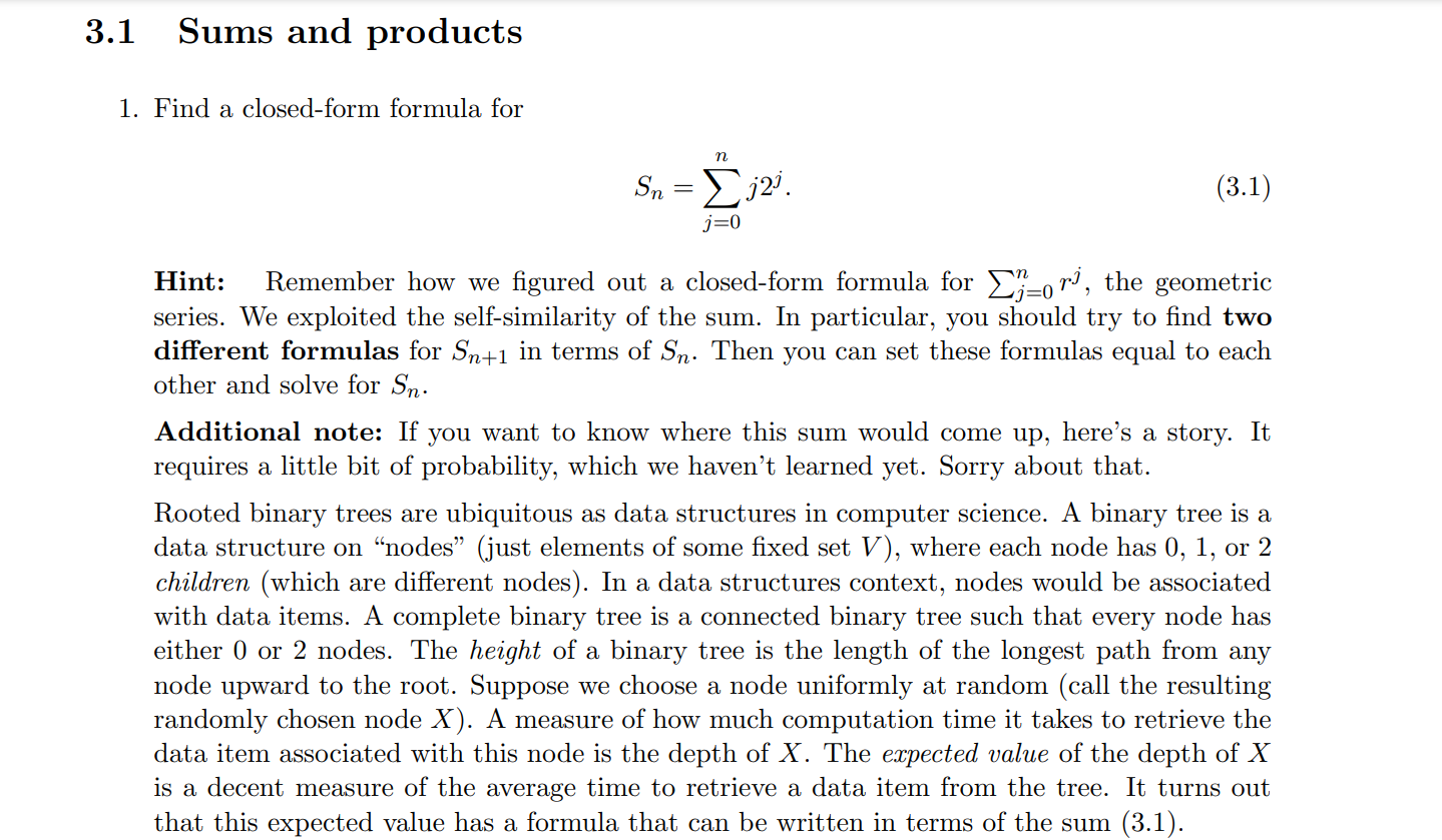 Solved 3.1 Sums and products 1. Find a closed-form formula | Chegg.com