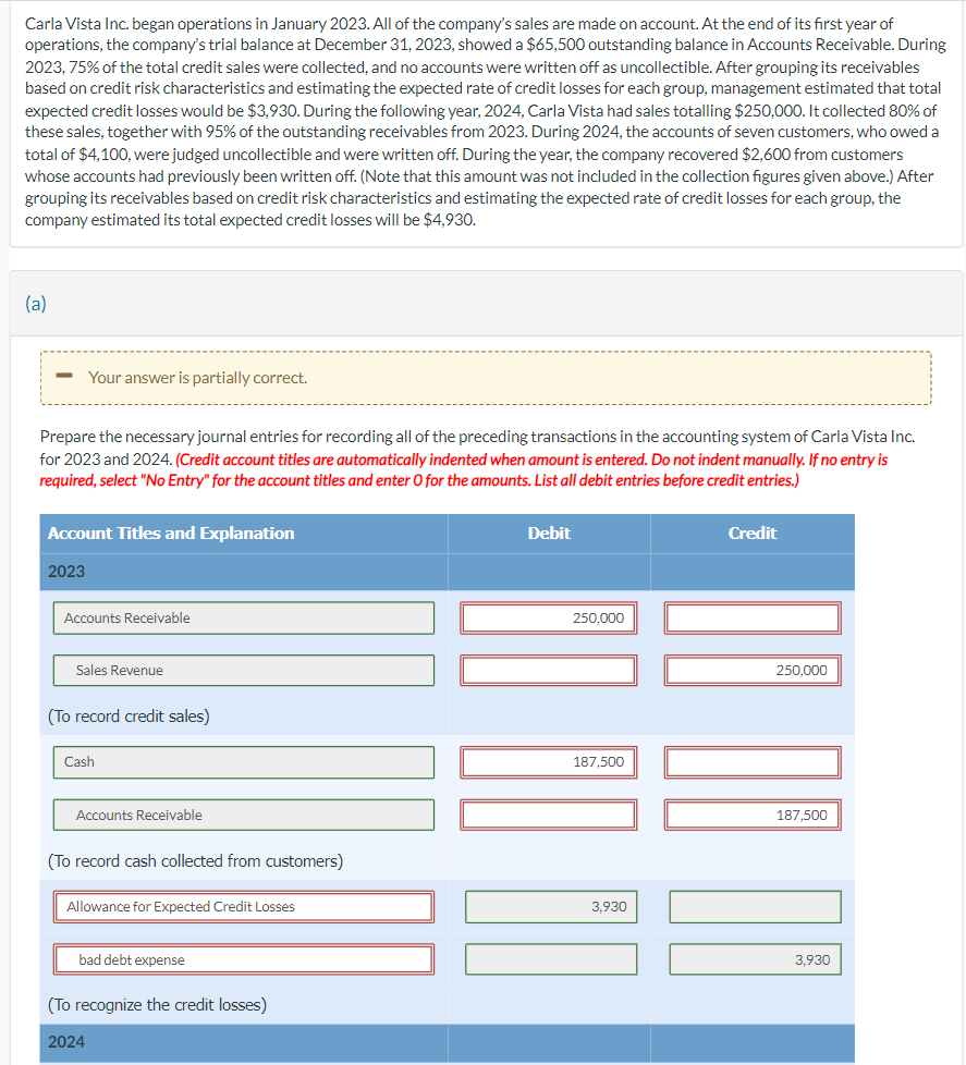 Solved Carla Vista Inc. began operations in January 2023. | Chegg.com
