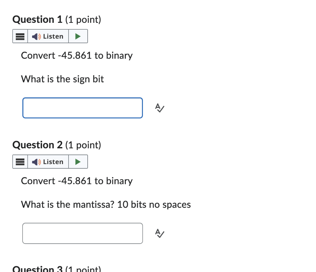 Solved Convert −45.861 to binary What is the sign bit A | Chegg.com