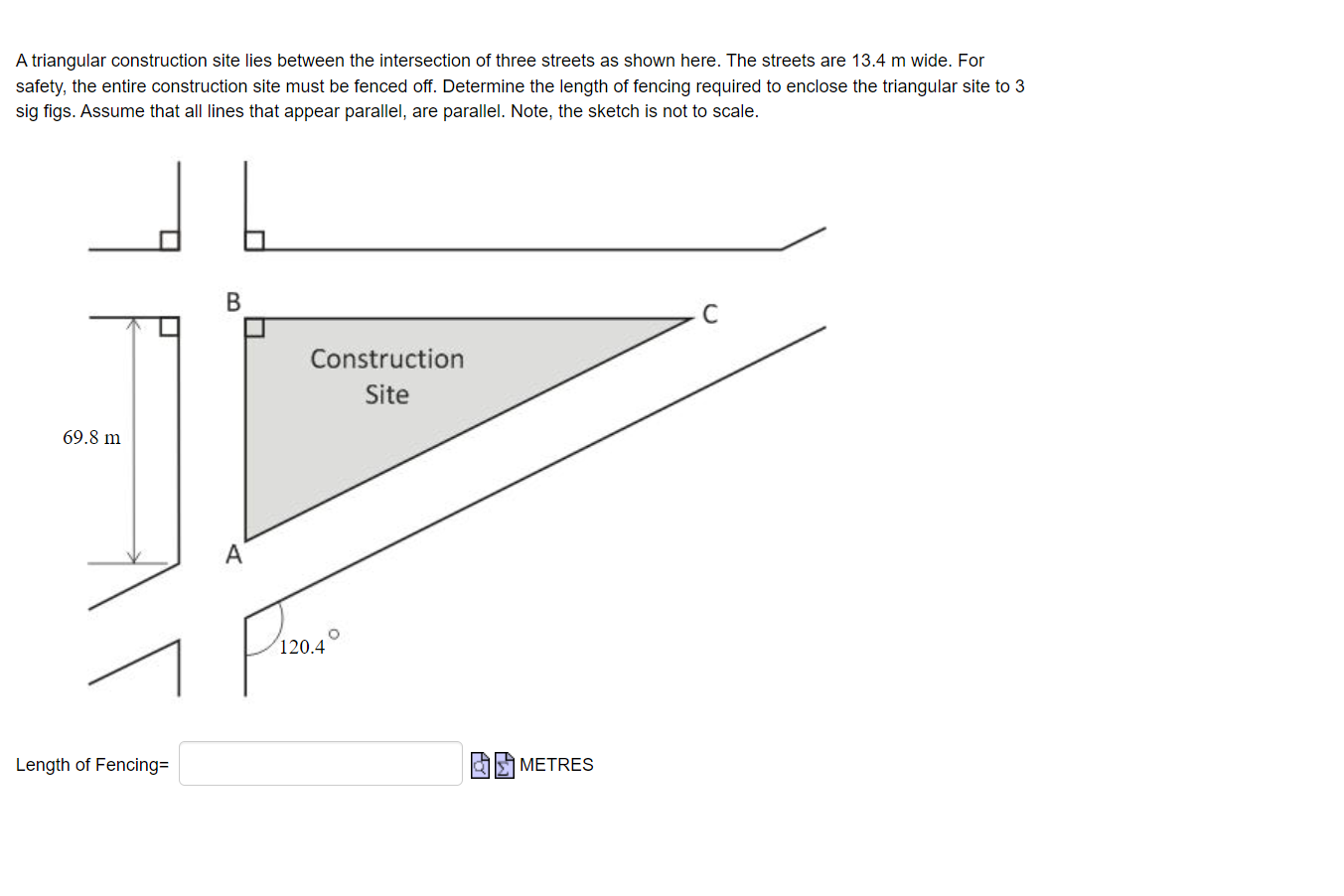 Solved A Triangular Construction Site Lies Between The 