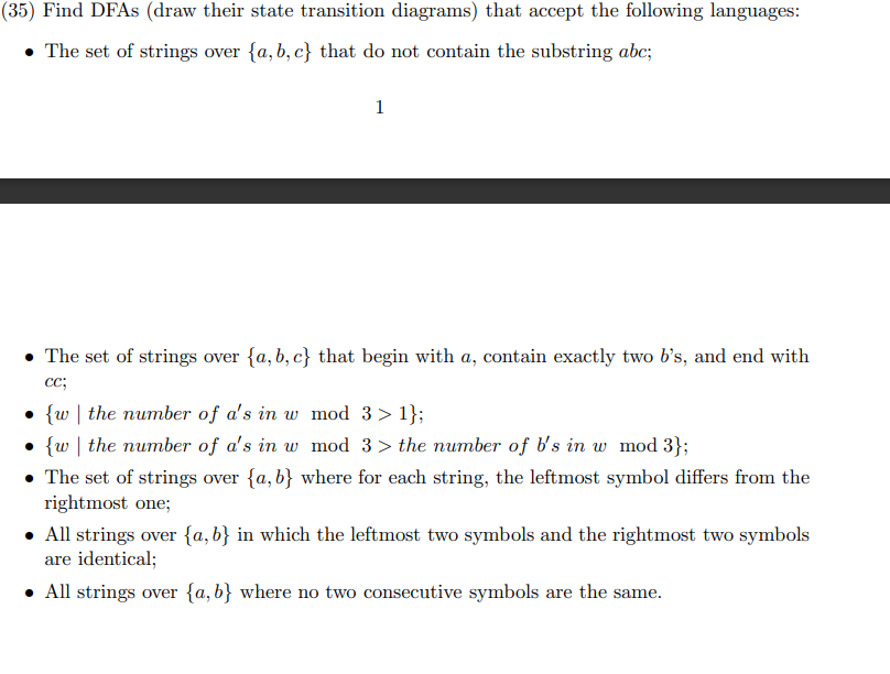 Solved (35) Find DFAs (draw their state transition diagrams) | Chegg.com